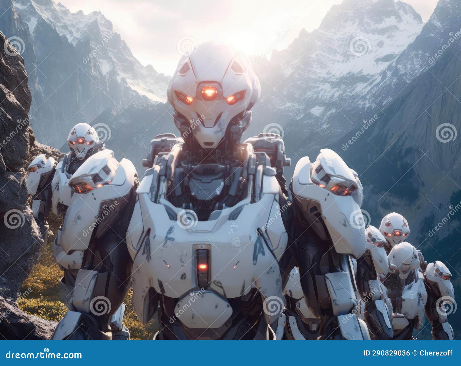 A group of robots stock photo. Image of tech, team, group - 290829036