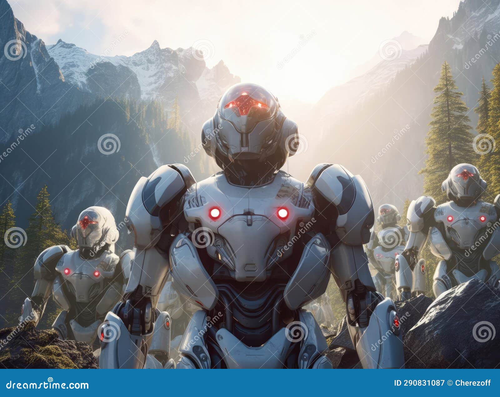 A group of robots stock image. Image of helpful, future - 290831087
