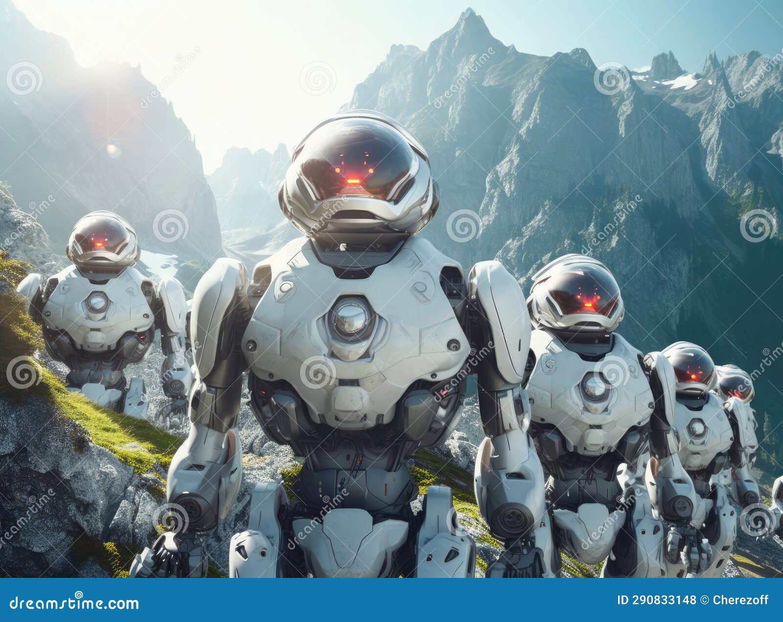 A group of robots stock photo. Image of robotics, industrial - 290833148