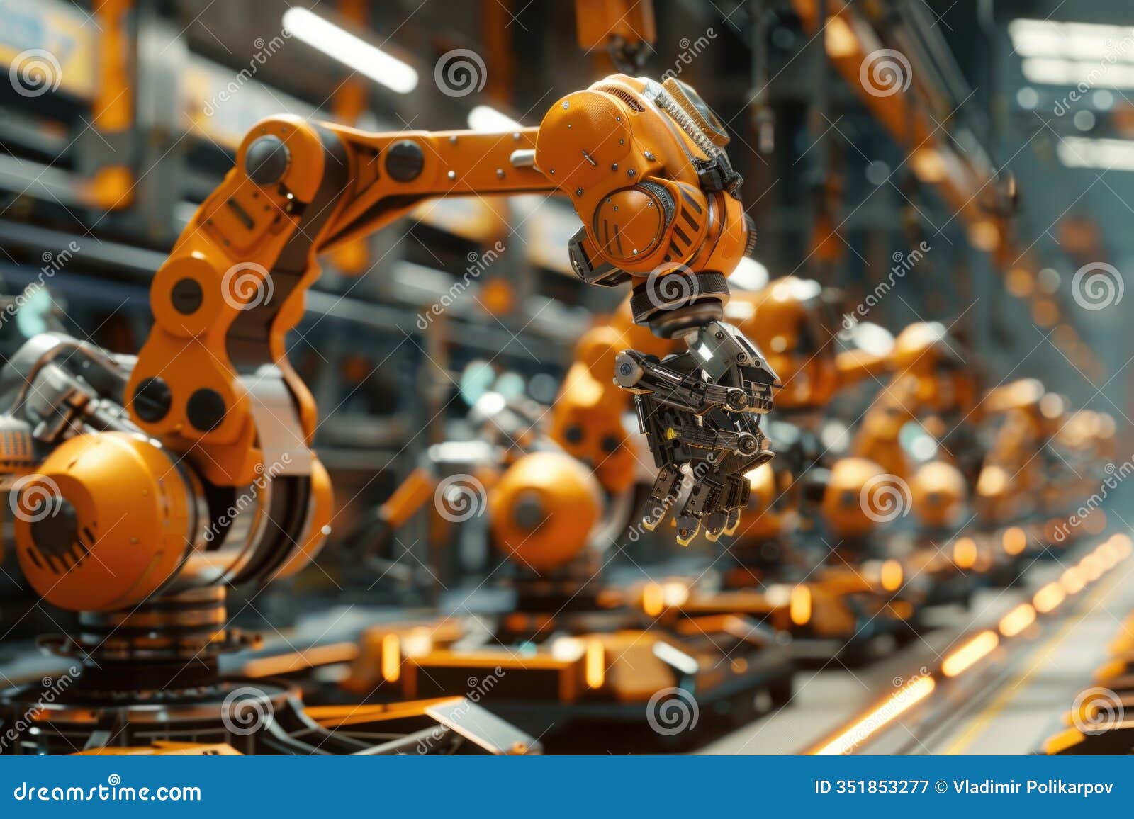 Group of Robots Moving on a Conveyor Belt, Suitable for Technology ...