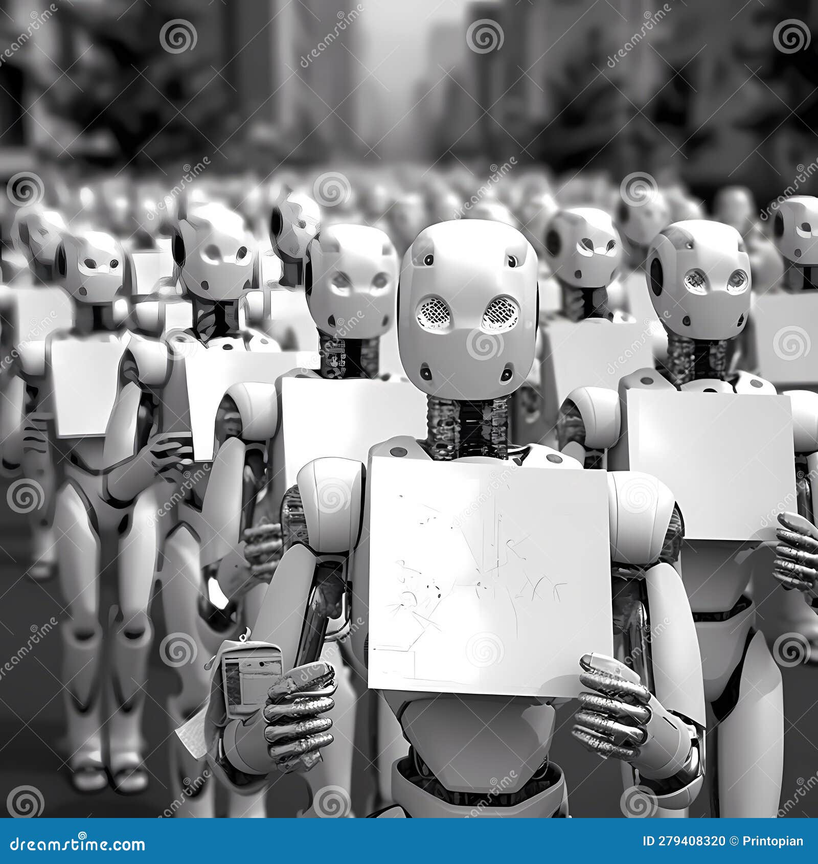Robots With Yes And No Signs On Their Displays. Please Check Robot ...