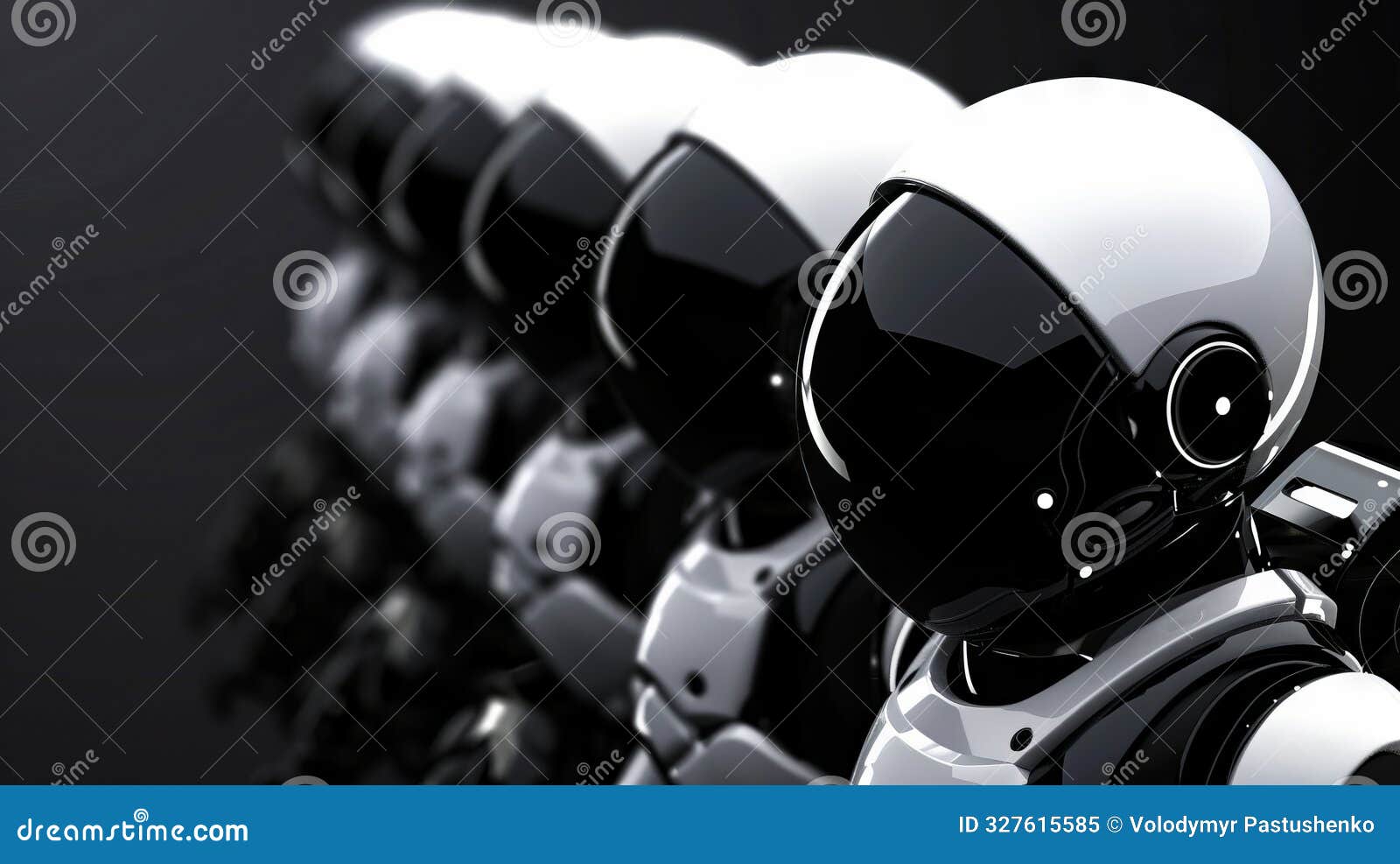 A group of robots in a row stock image. Image of line - 327615585