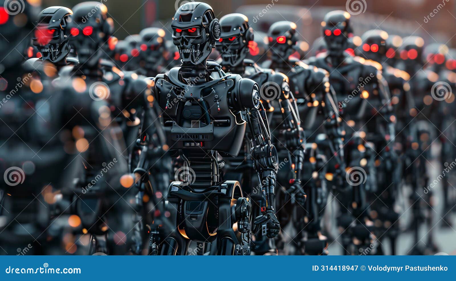 A Group of Robots Standing in Line Stock Image - Image of robots ...