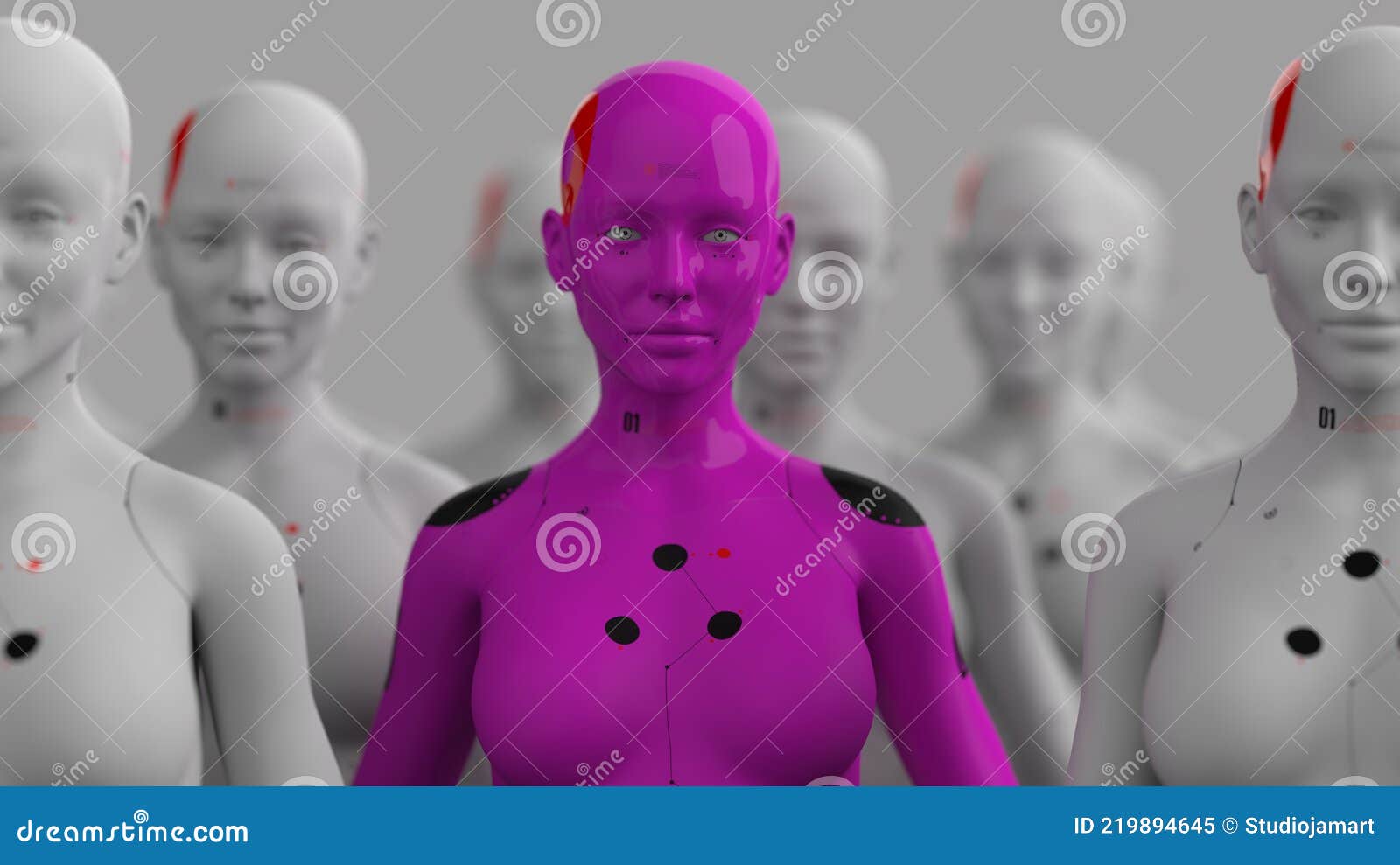A Group of Robots Standing in Rows One Robot from All Stock Image ...