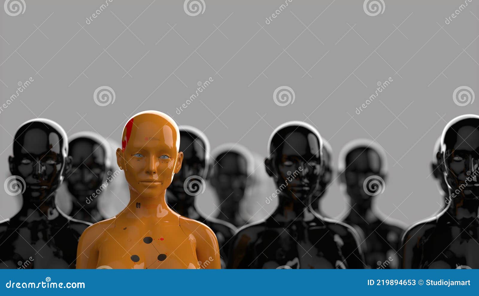 A Group of Robots Standing in Rows One Robot from All Stock Image ...