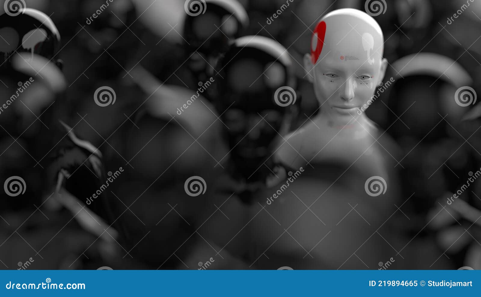 A Group of Robots Standing in Rows One Robot from All Stock Image ...
