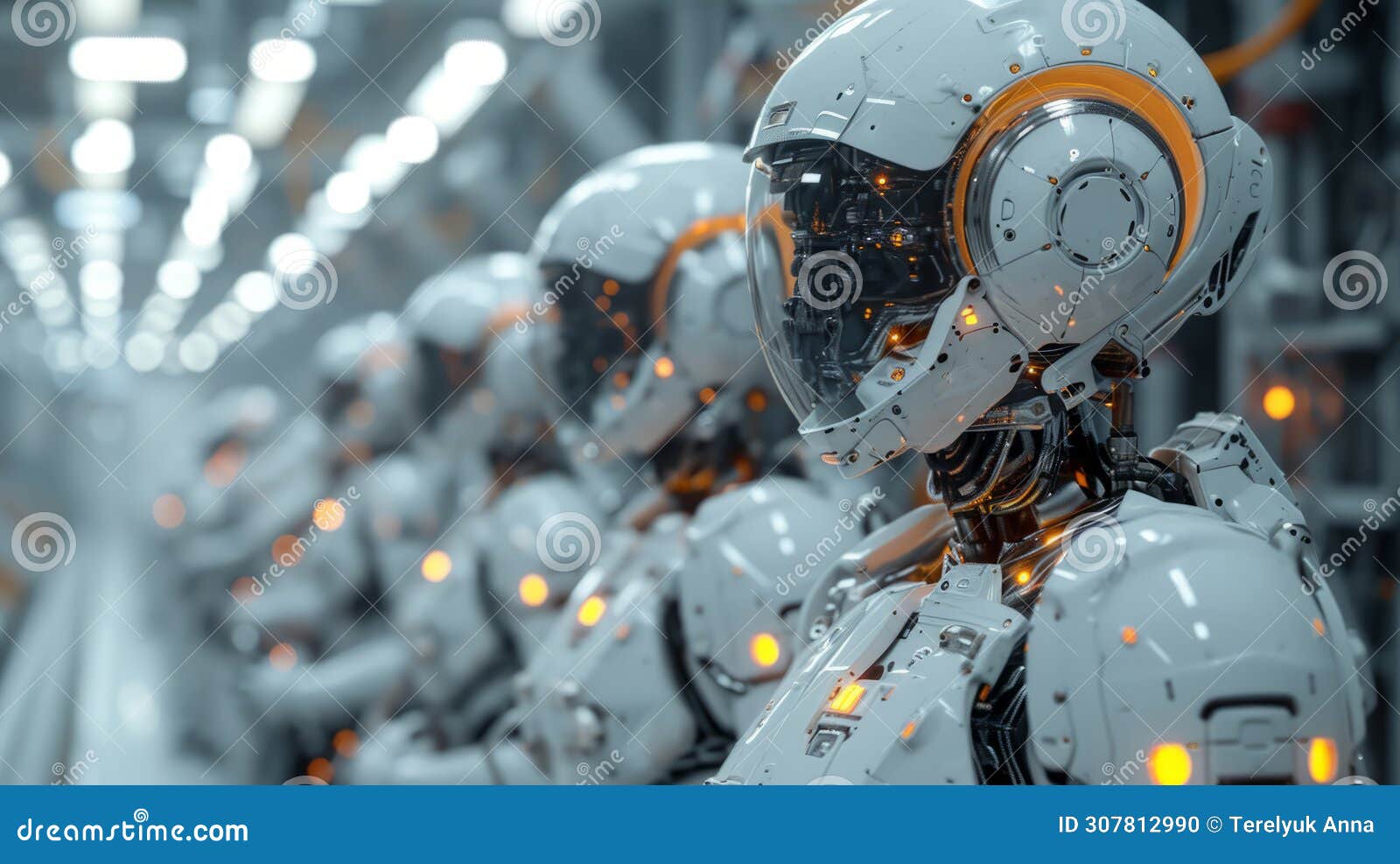 Group of Robots Standing in a Straight Line. Stock Illustration ...