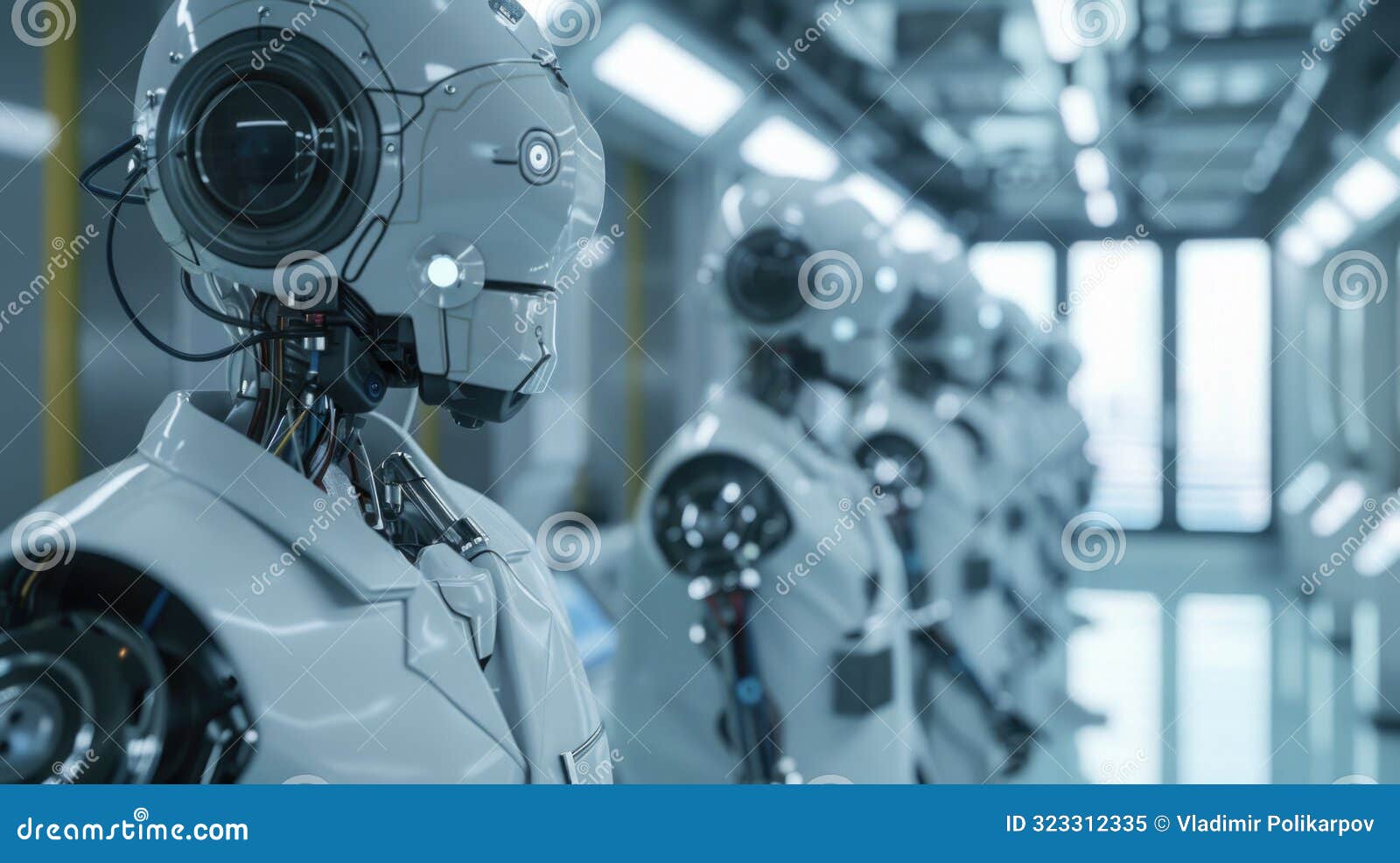 A Group of Robots Standing Together in a Room Stock Image - Image of ...