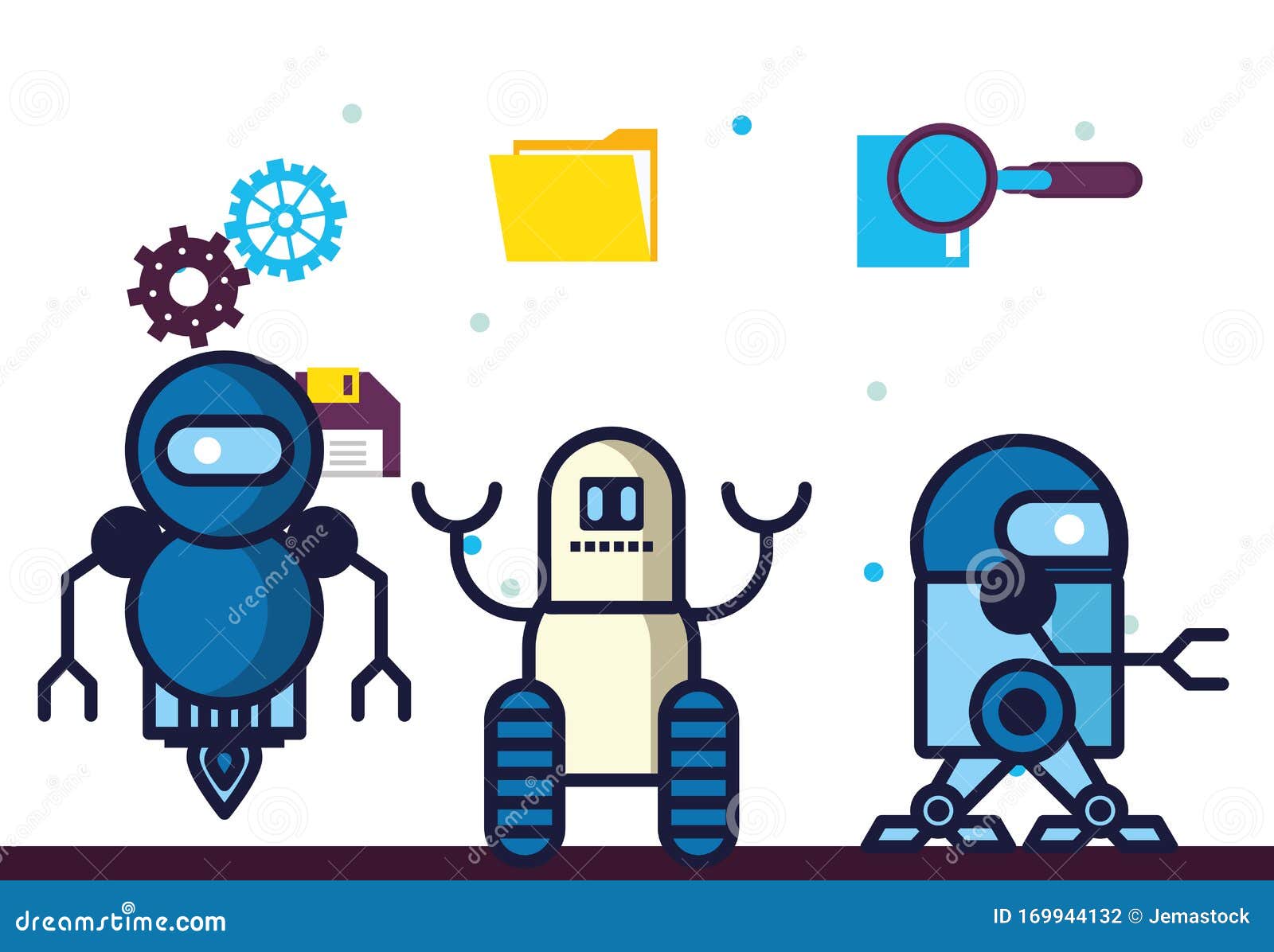 Group of Robots Technology Icons Stock Vector - Illustration of ...