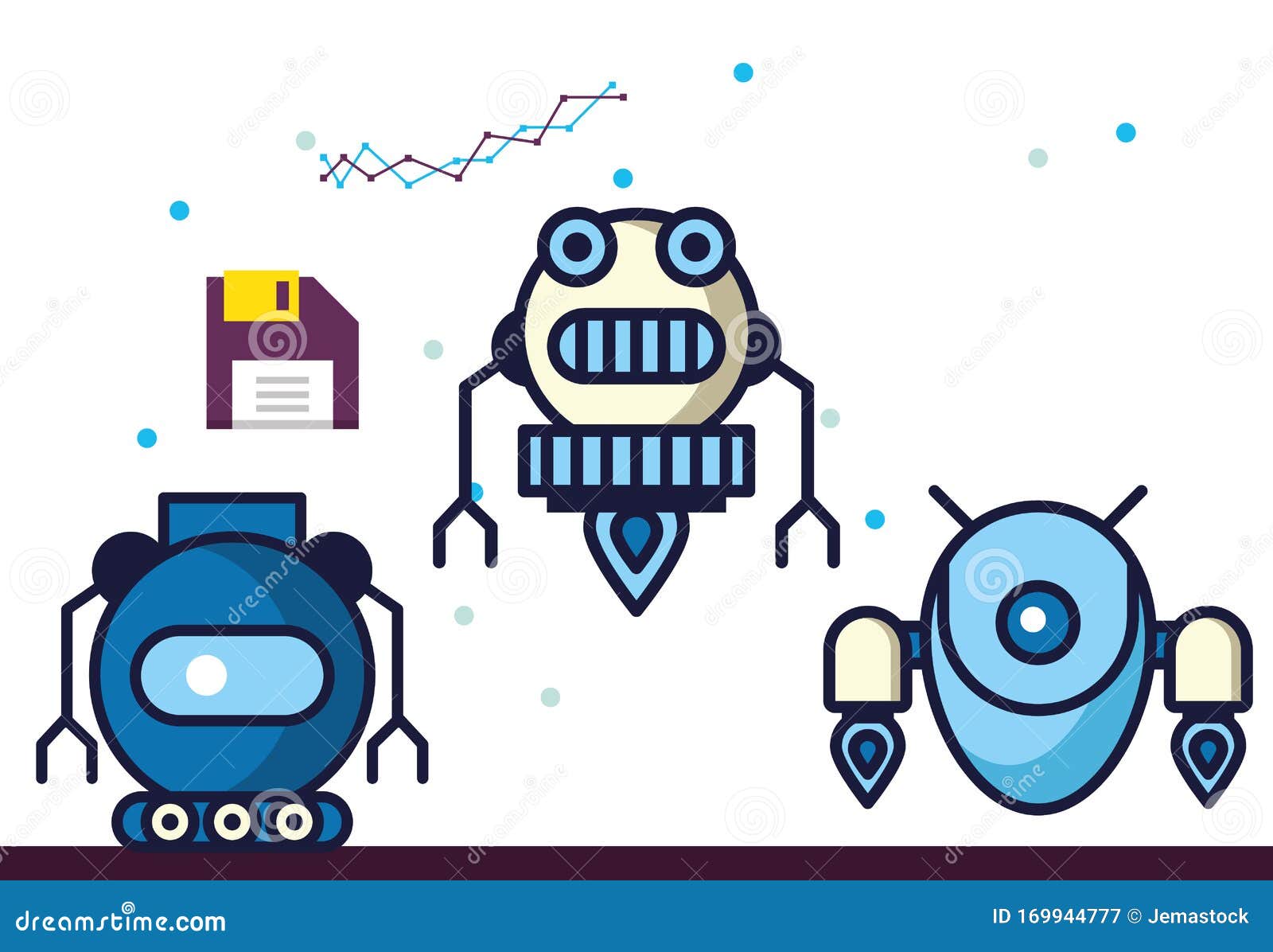 Group of Robots Technology Icons Stock Vector - Illustration of cyborg ...