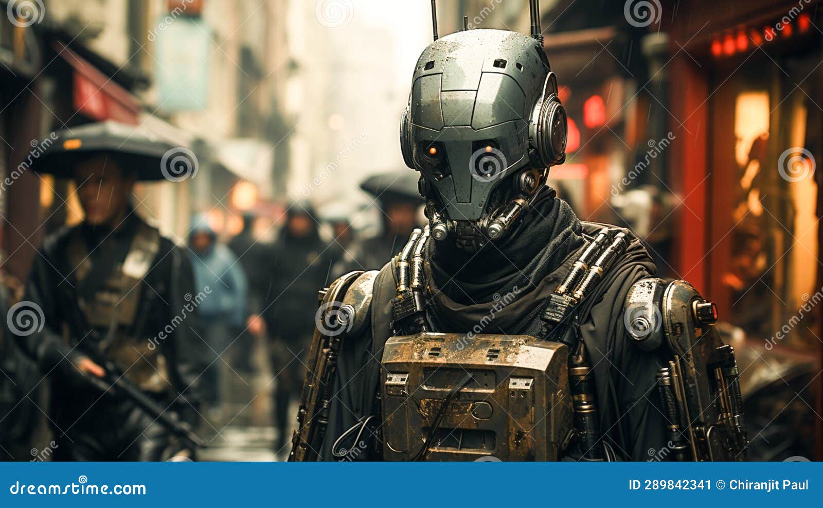 A Group of Robots Walking in a City Stock Image - Image of futuristic ...