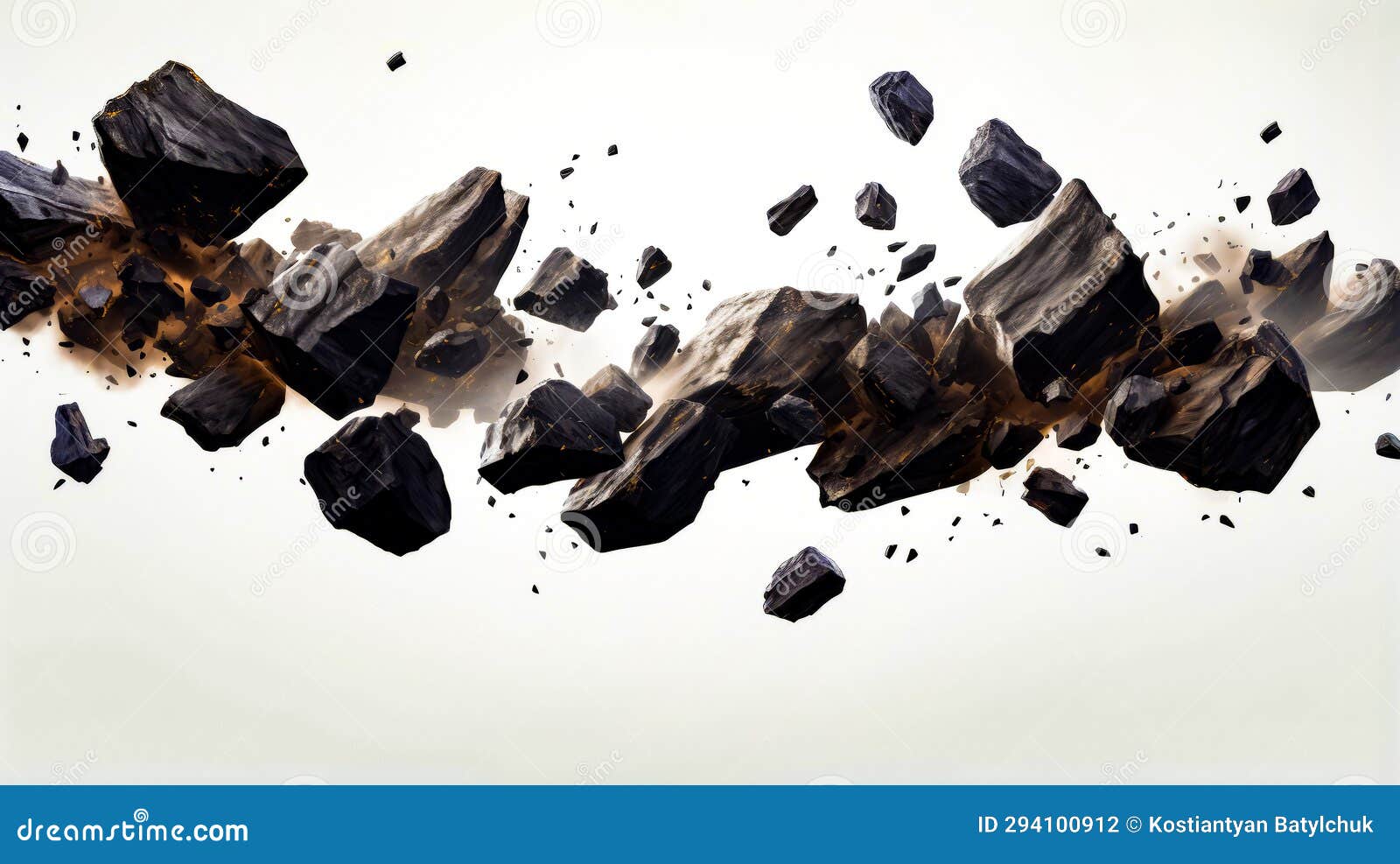 Group of Rocks Flying through the Air with Rocks Falling Off of Them ...