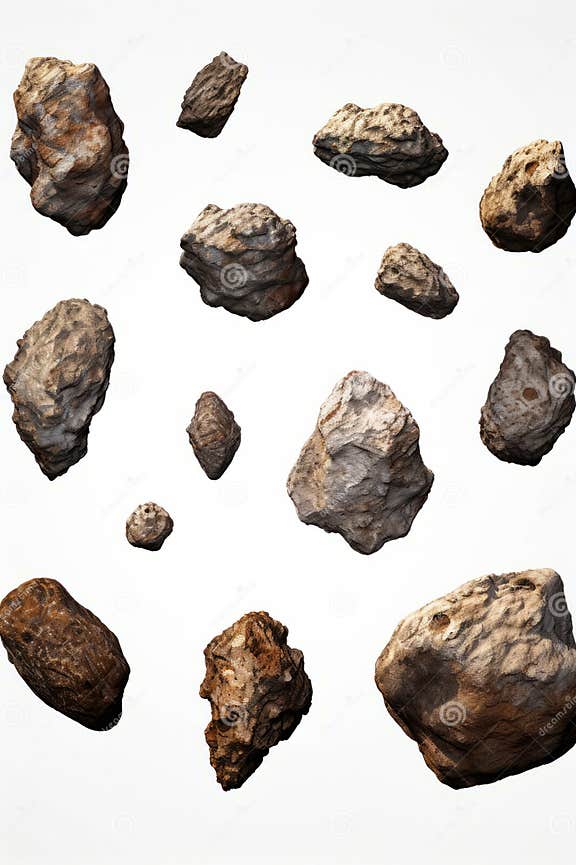 Group of Rocks Sitting on Top of White Surface. Generative AI Stock ...