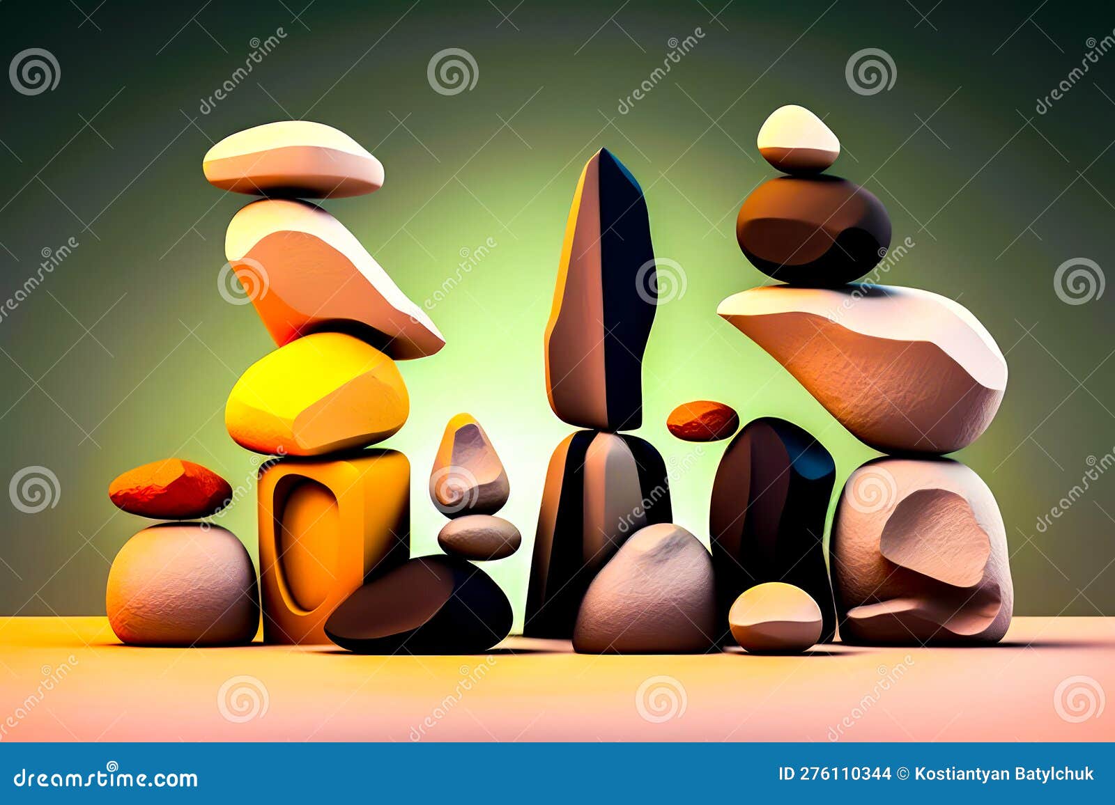 Group of Rocks Stacked on Top of Each Other with Green Background ...