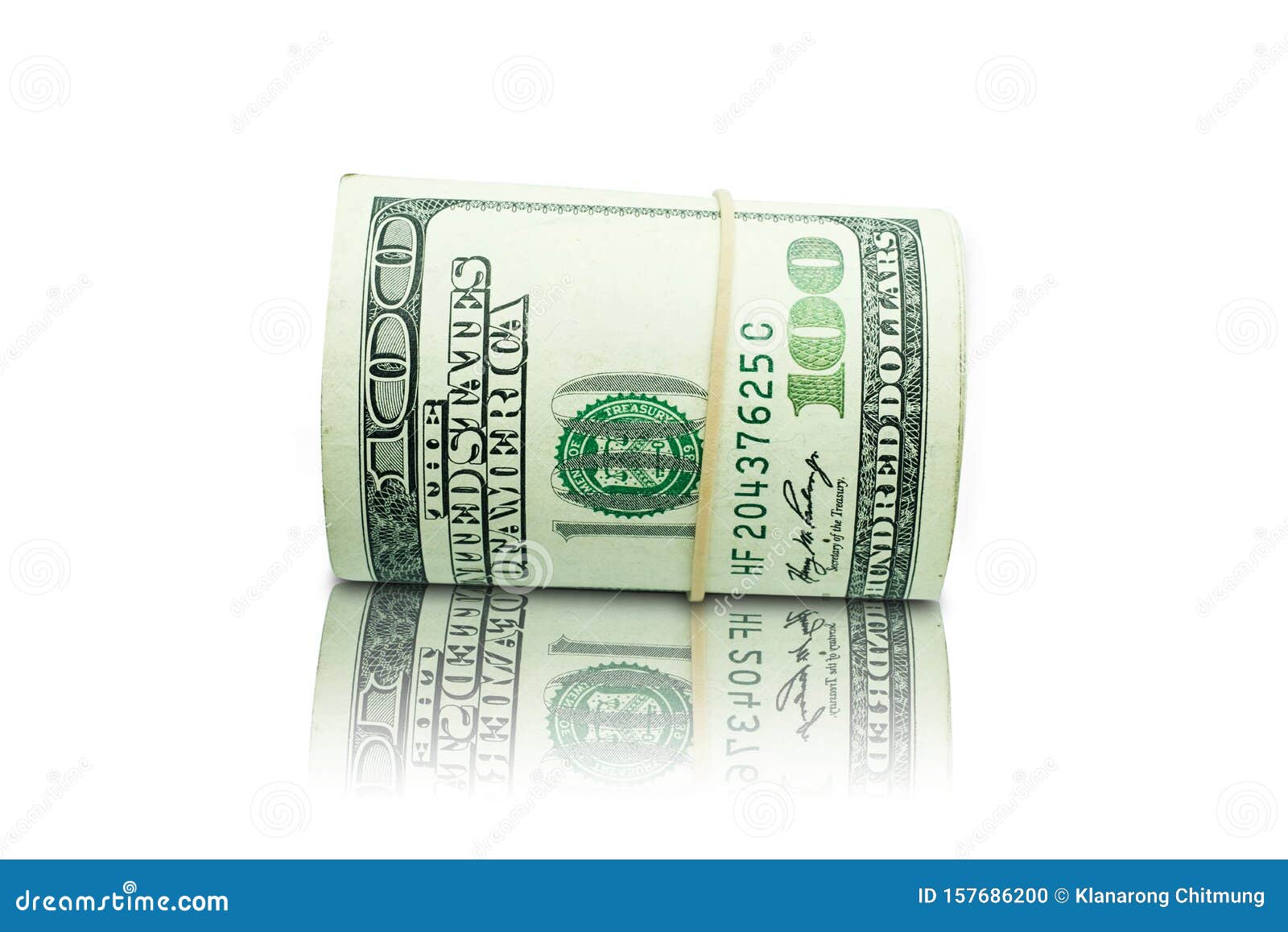 A Group of Rolled Banknotes Isolated on White Background with Clipping ...
