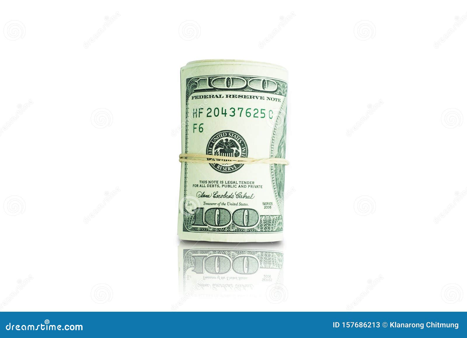 A Group of Rolled Banknotes Isolated on White Background with Clipping ...