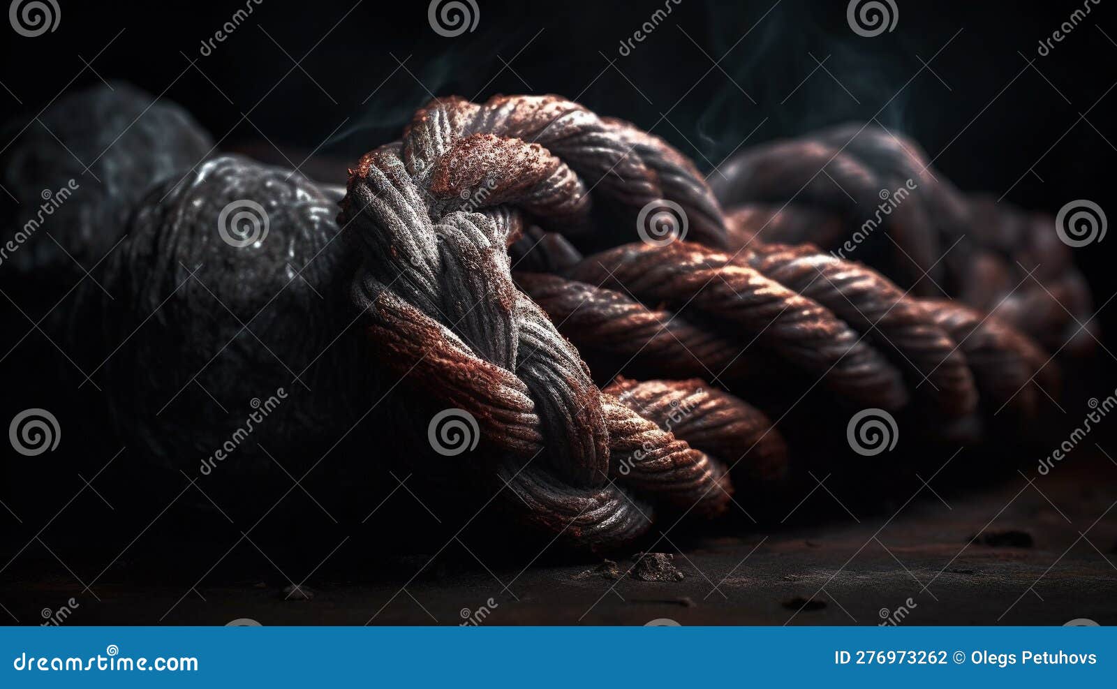 A Group of Ropes with Smoke Coming Out of Them on a Table Stock ...