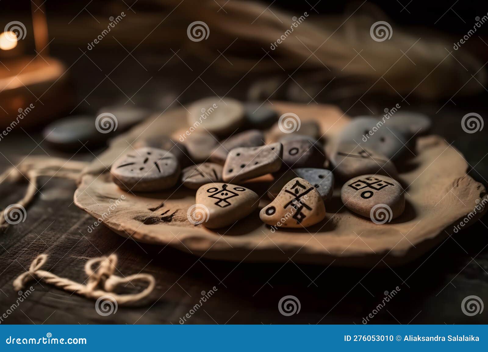Group of Rune Stones with Various Objects, Ancient Divination and ...