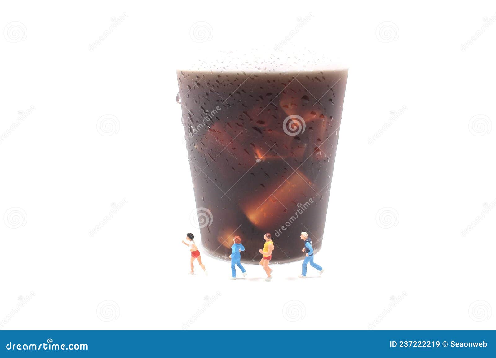 A Group of Runner Miniature Figure Running Around Plastic Cup Stock ...