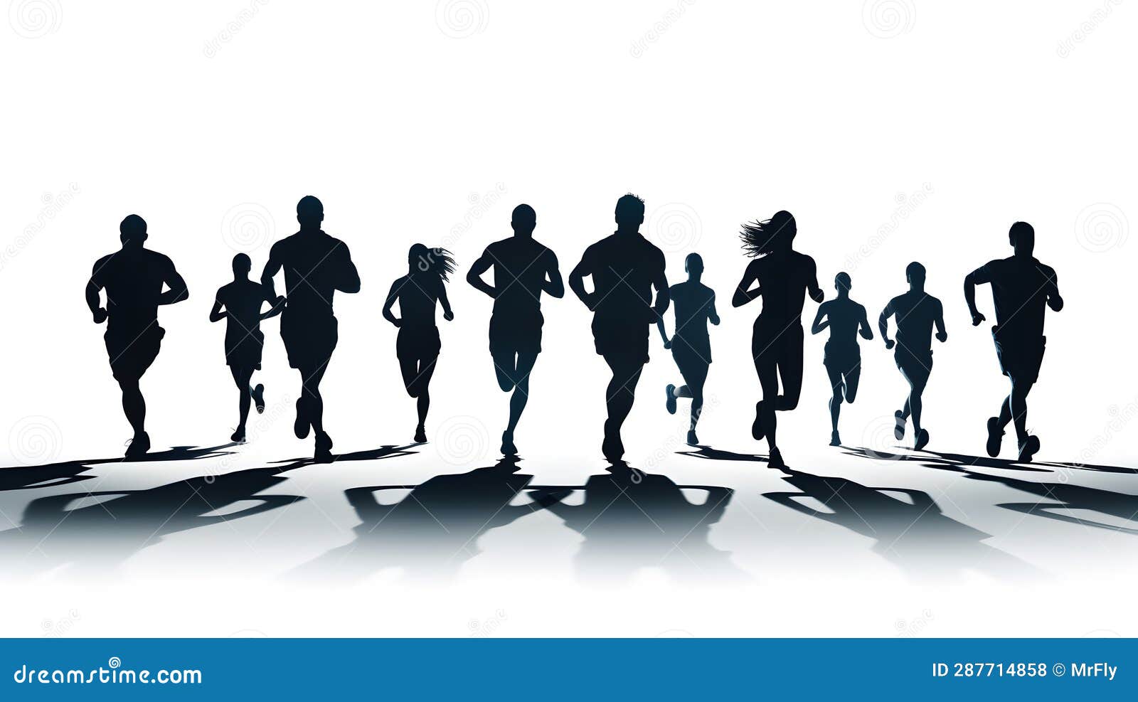 Group of Runner Silhouettes Isolated on White Background Stock ...