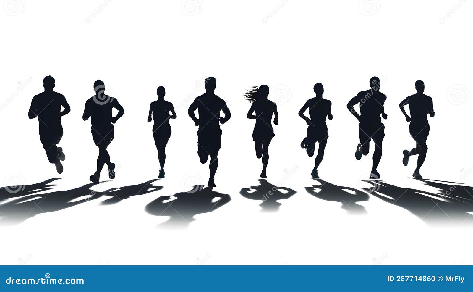 Group of Runner Silhouettes Isolated on White Background Stock ...