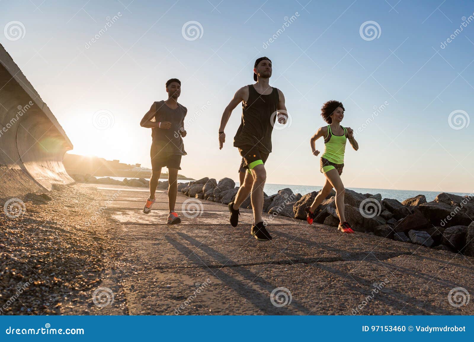 Group of Runners Exercising Outdoors Together for Marathon Stock Photo ...