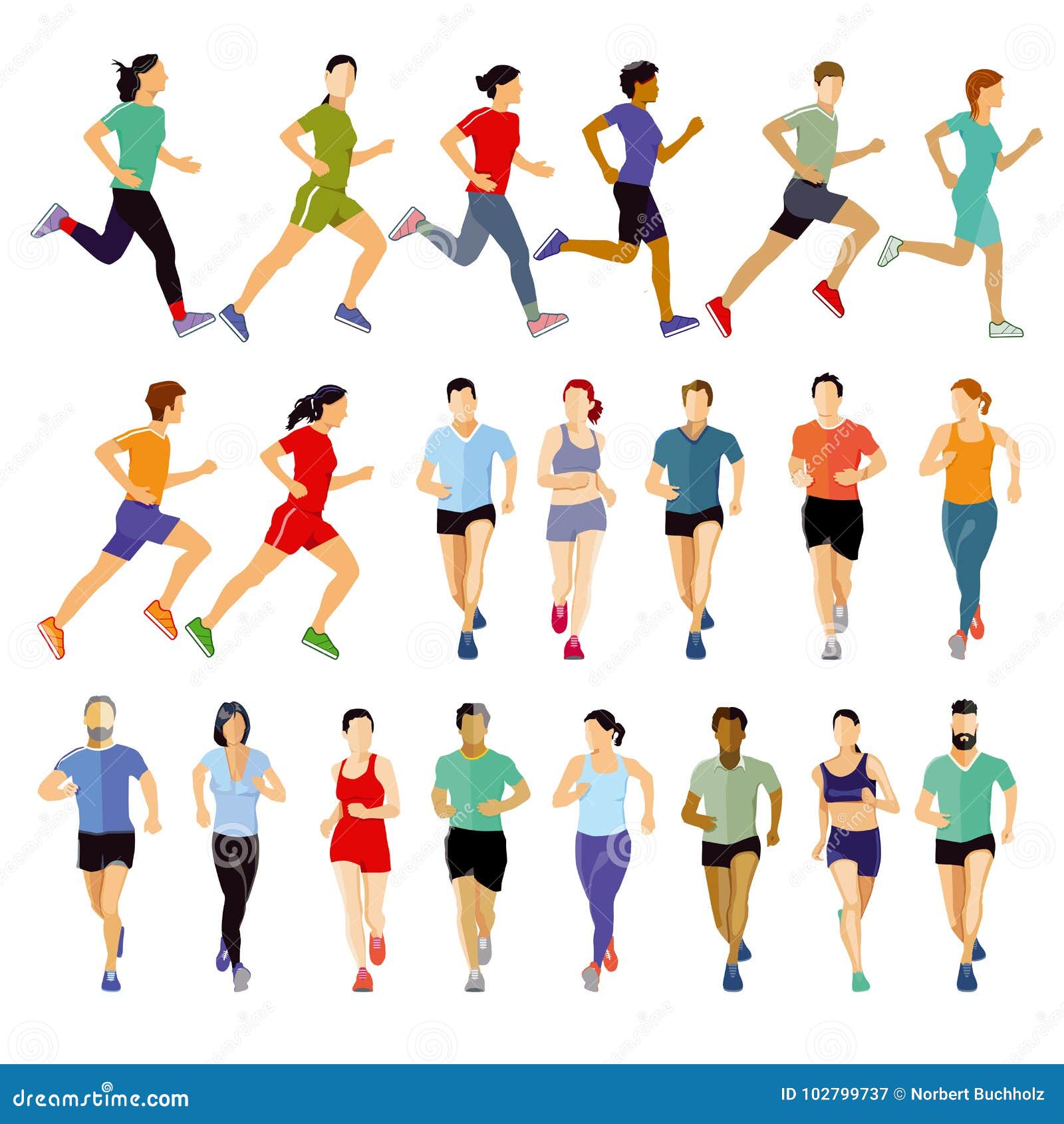 Group of runners stock vector. Illustration of drawing - 102799737