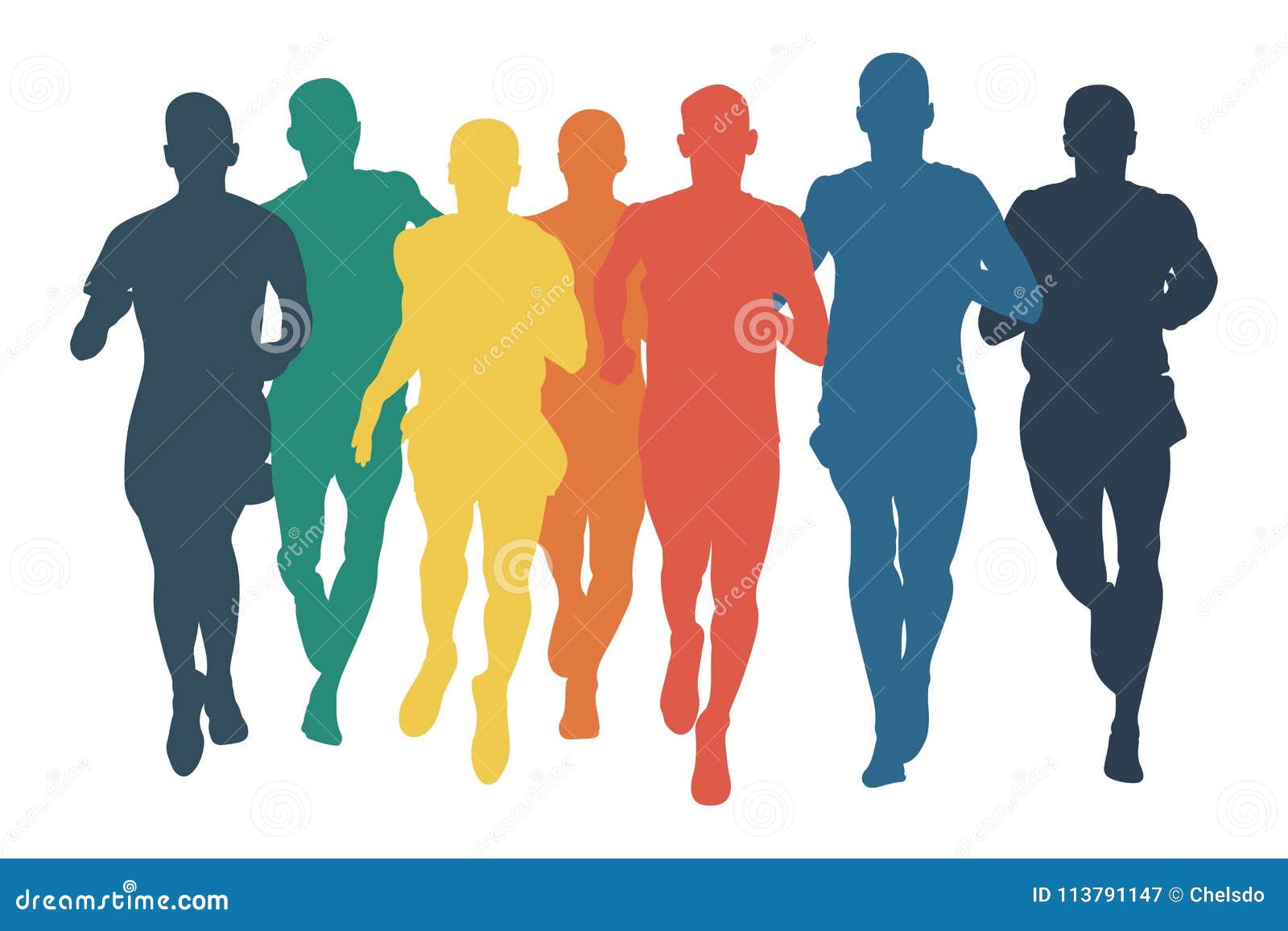 Group Runners Men Run Colored Silhouettes Stock Vector - Illustration ...