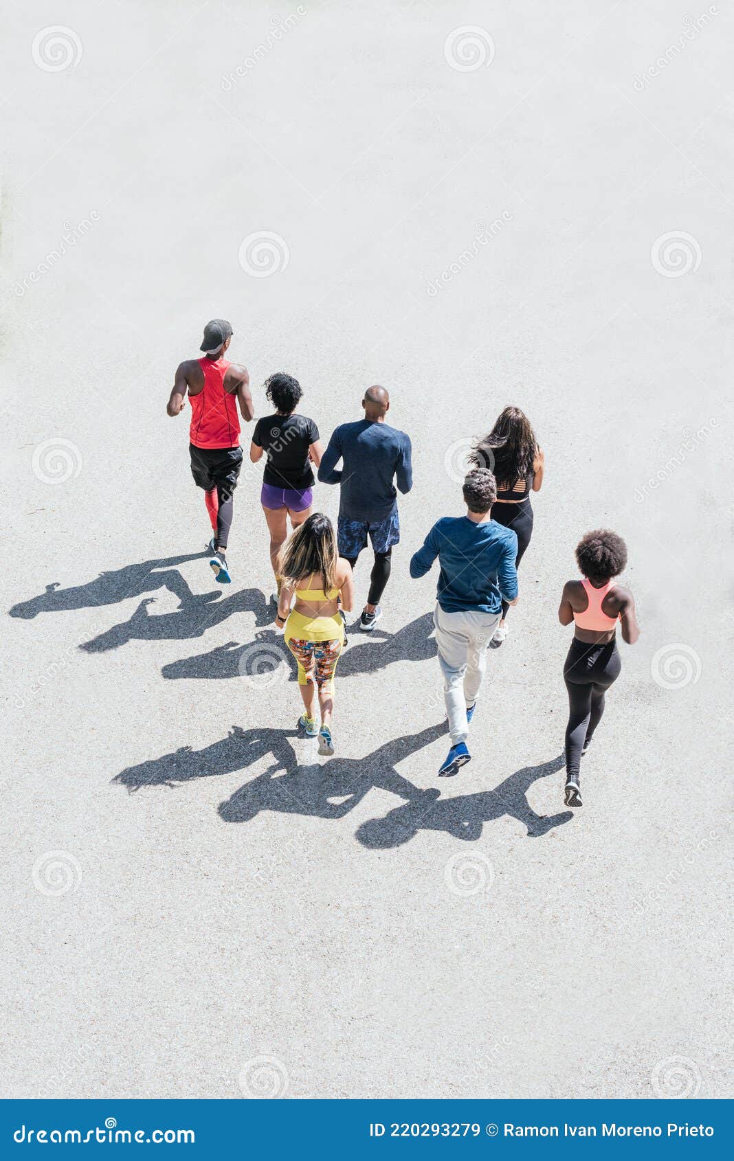 Group of Runners Running. Top View and Rear View Stock Image - Image of ...