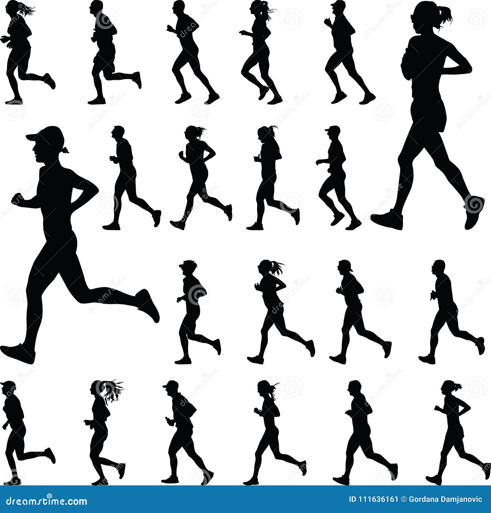 Group of Runners Silhouette Vector Stock Vector - Illustration of ...