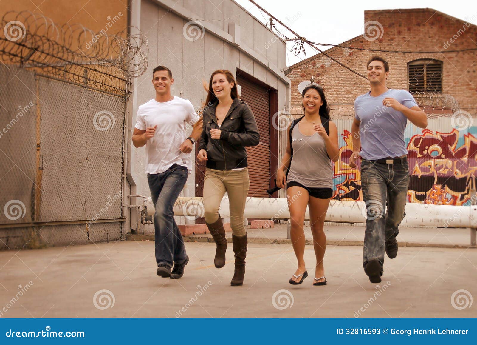 Group Running stock image. Image of friendship, four - 32816593