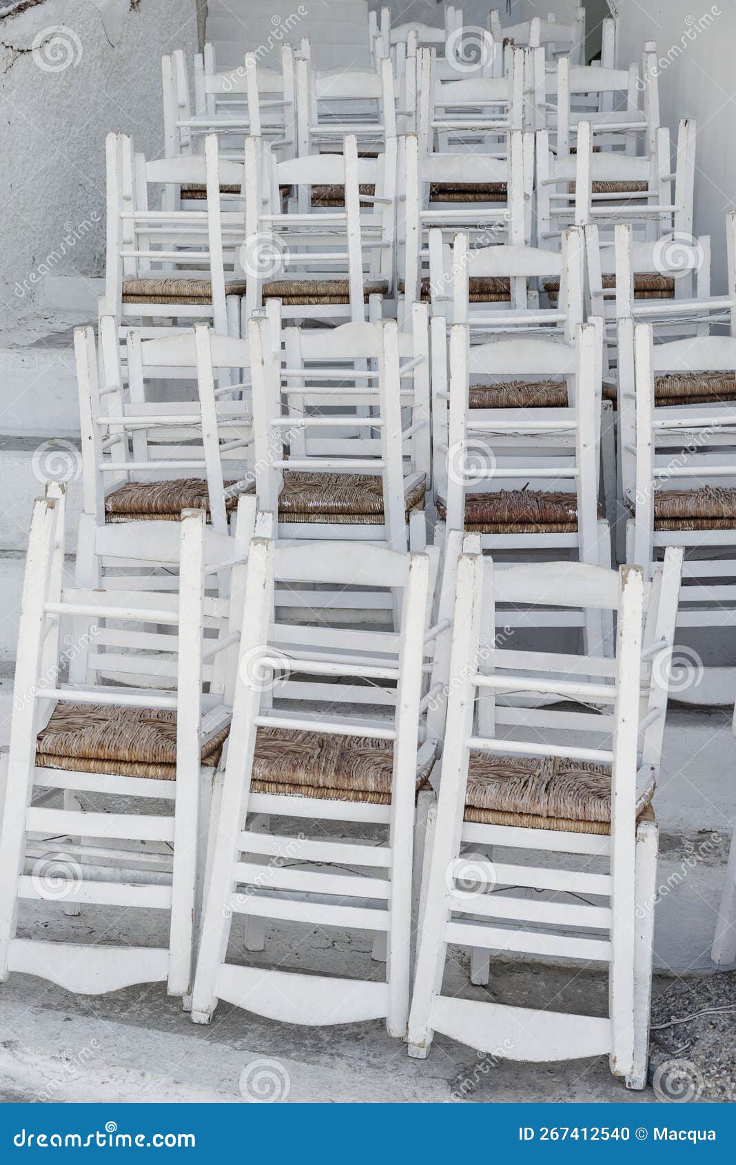Group of Rustic Chairs. Front View Stock Photo - Image of working ...