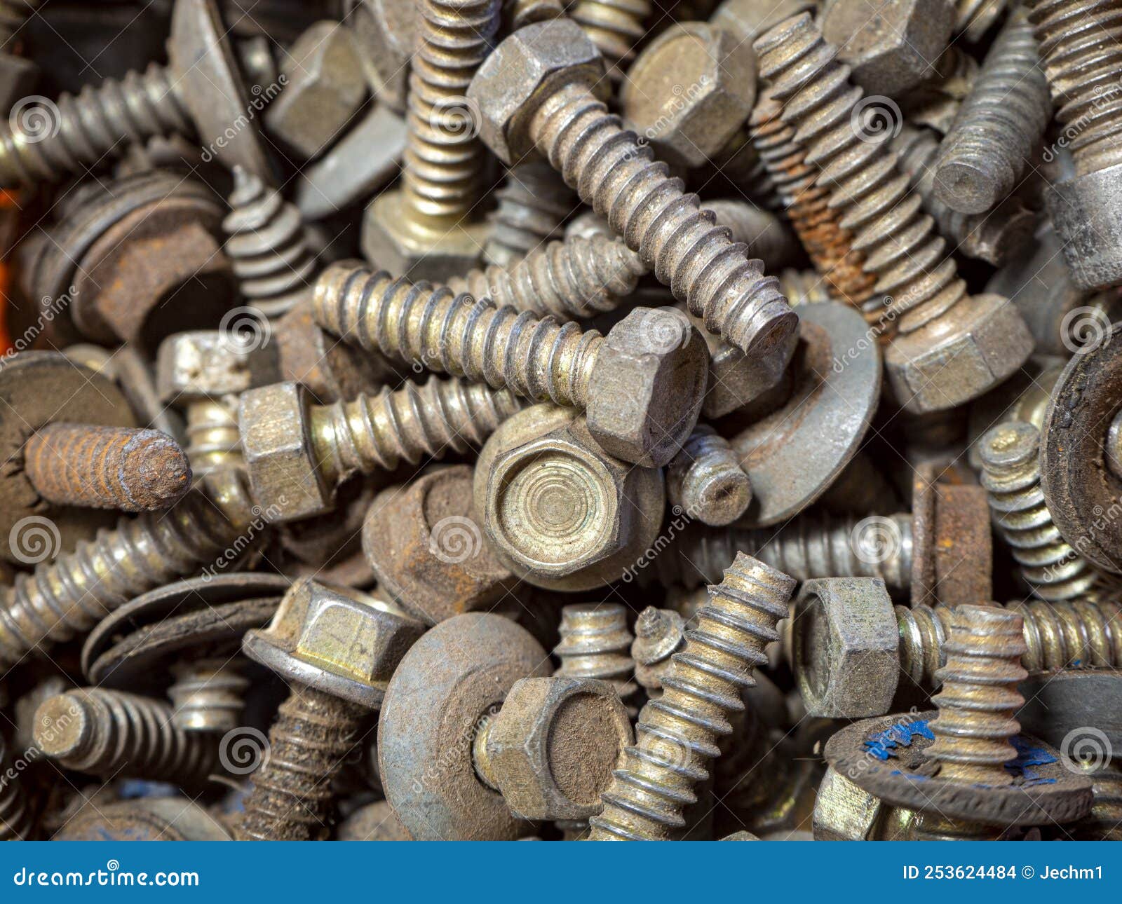 Group of Rusty Screws in a Box Due To the Passage of Time. Stock Photo ...
