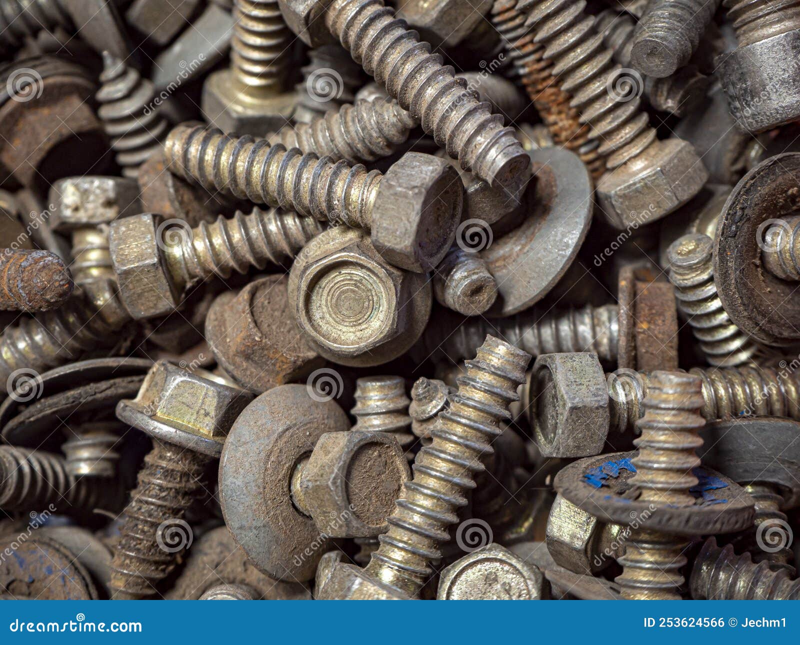 Group of Rusty Screws in a Box Due To the Passage of Time. Stock Photo ...