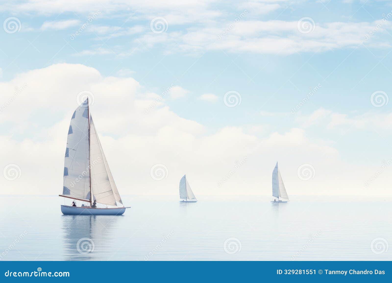 Group Of Sailboats Gracefully Sailing Together On The Vast Expanse Of ...
