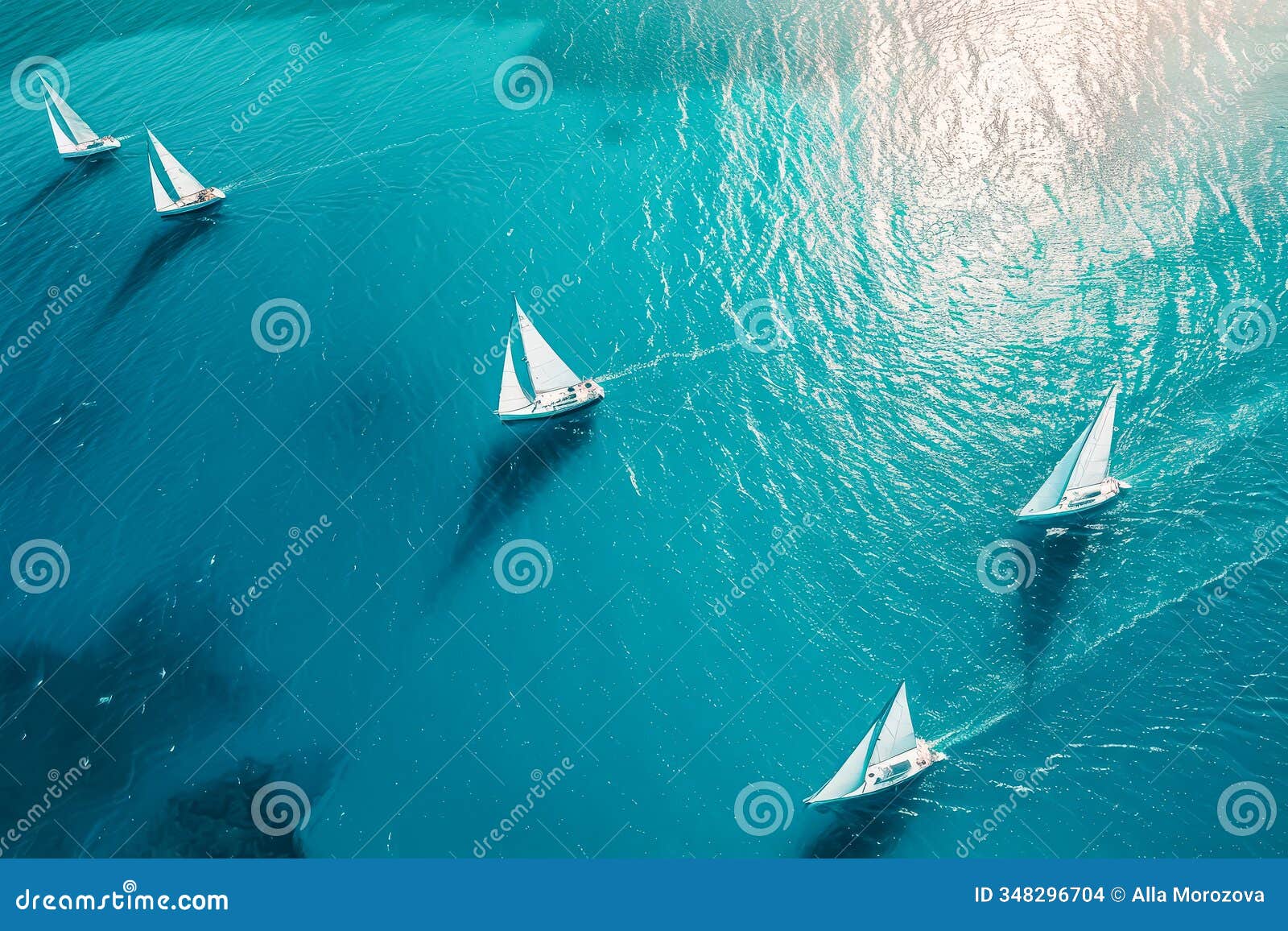 Group of Sailboats are Sailing in the Ocean. Stock Photo - Image of ...
