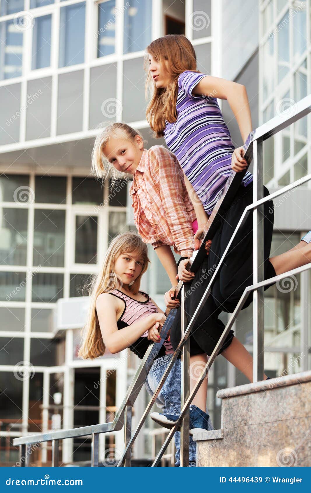 Group of School Girls on the Steps Stock Image - Image of outdoor ...