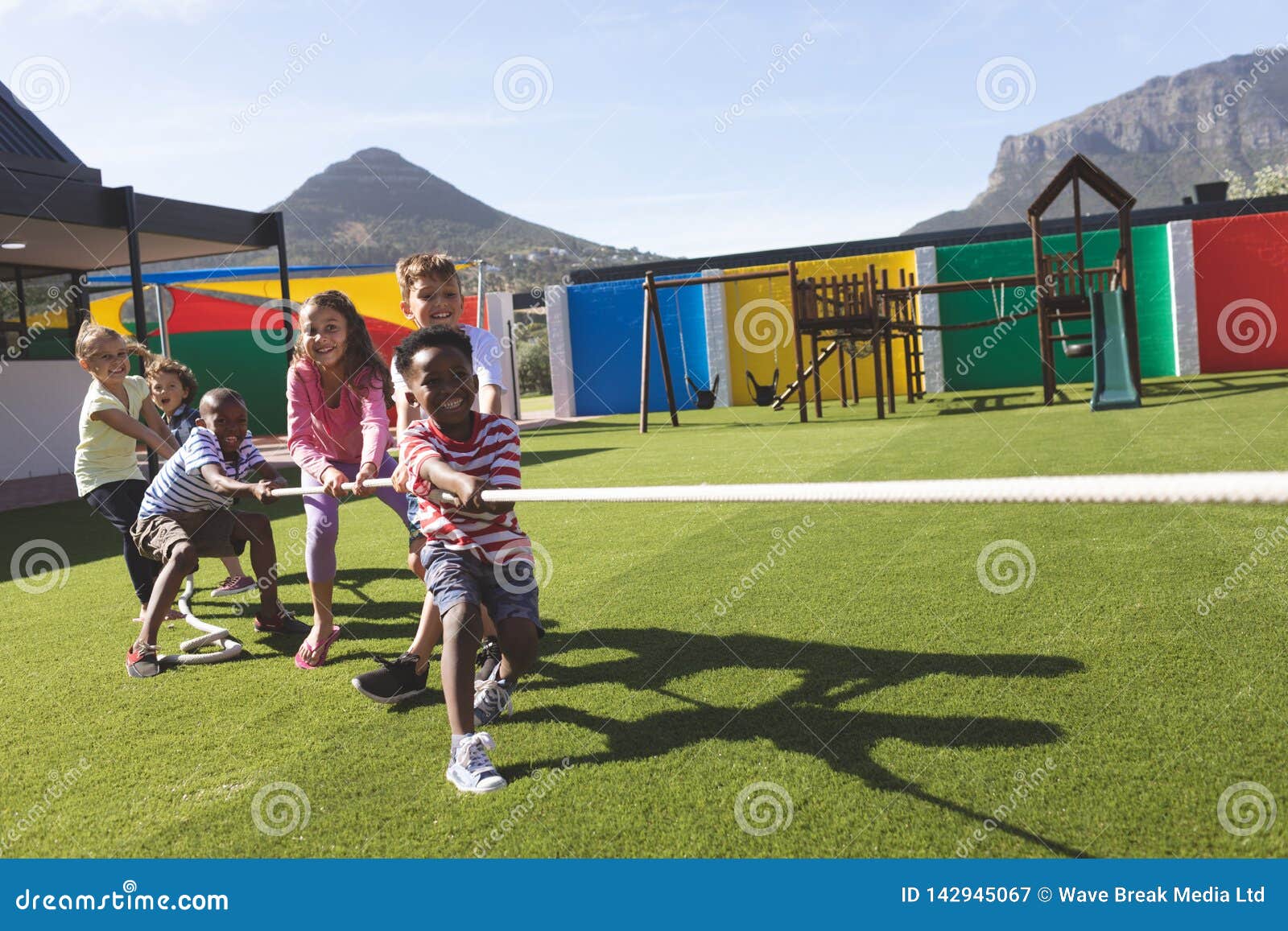 Group of School Kids Playing Tug of War Stock Image - Image of ...