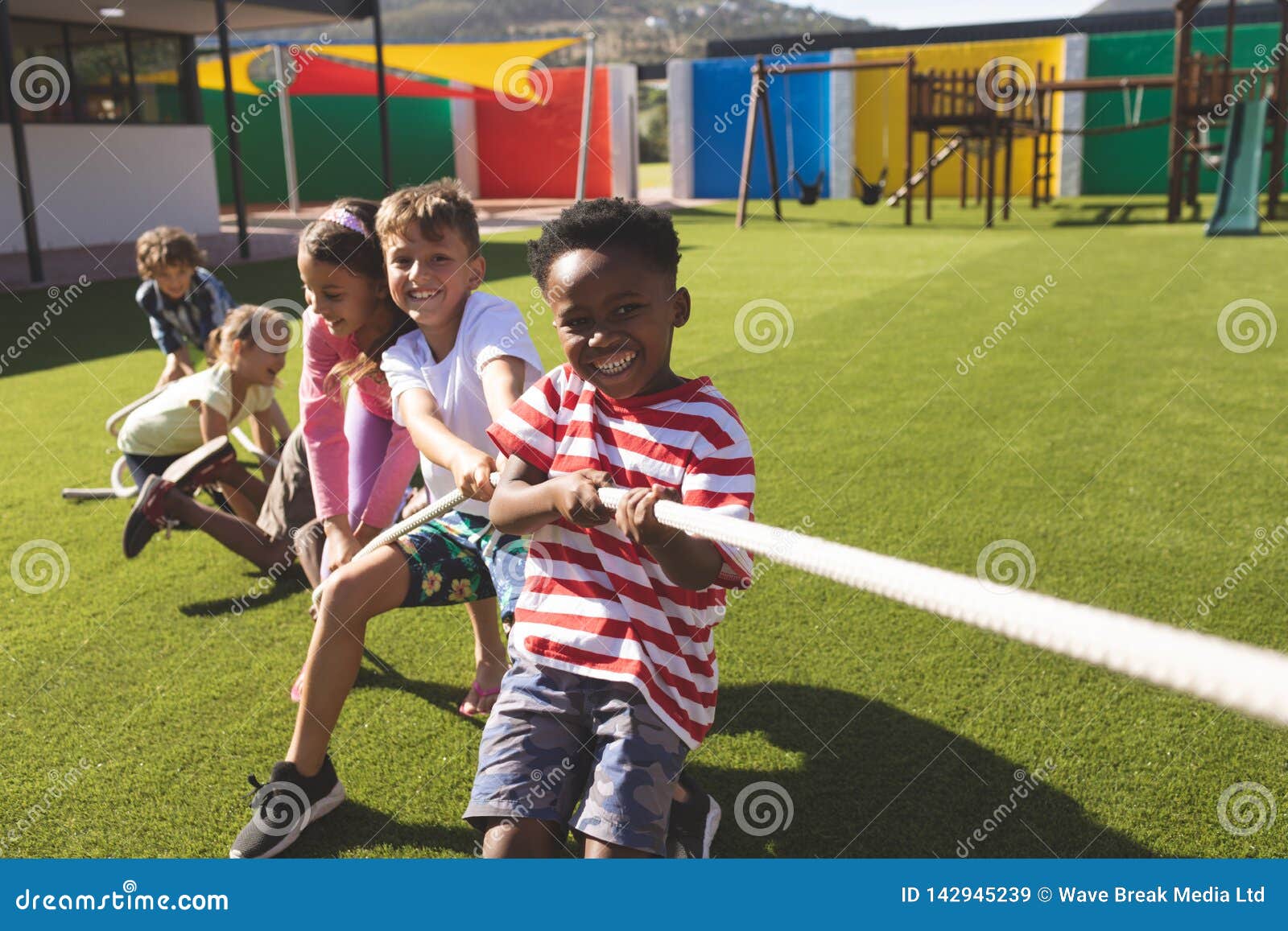 Group of School Kids Playing Tug of War Stock Image - Image of male ...