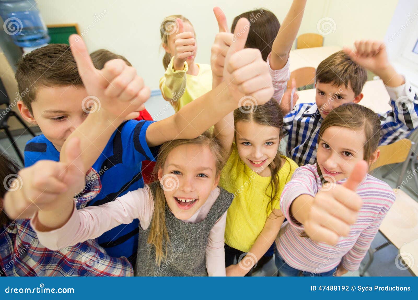 Group Of School Kids Showing Thumbs Up Stock Photo | CartoonDealer.com ...