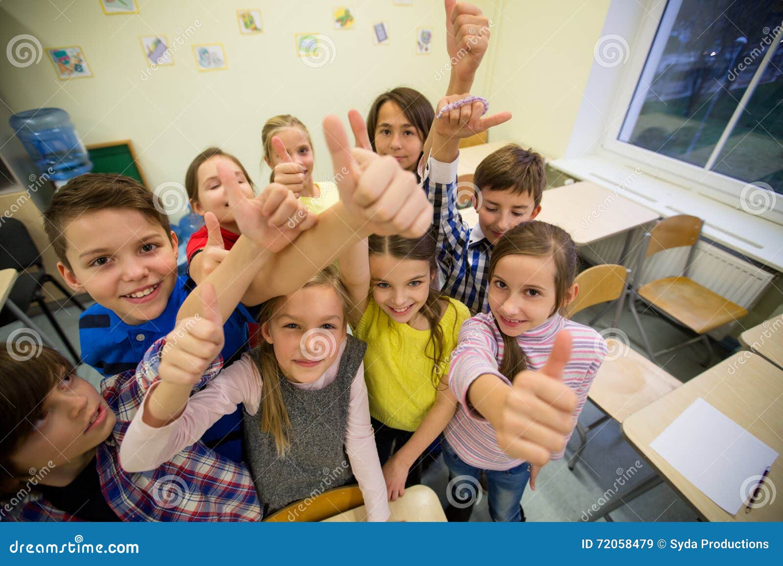 Group of School Kids Showing Thumbs Up Stock Image - Image of childhood ...