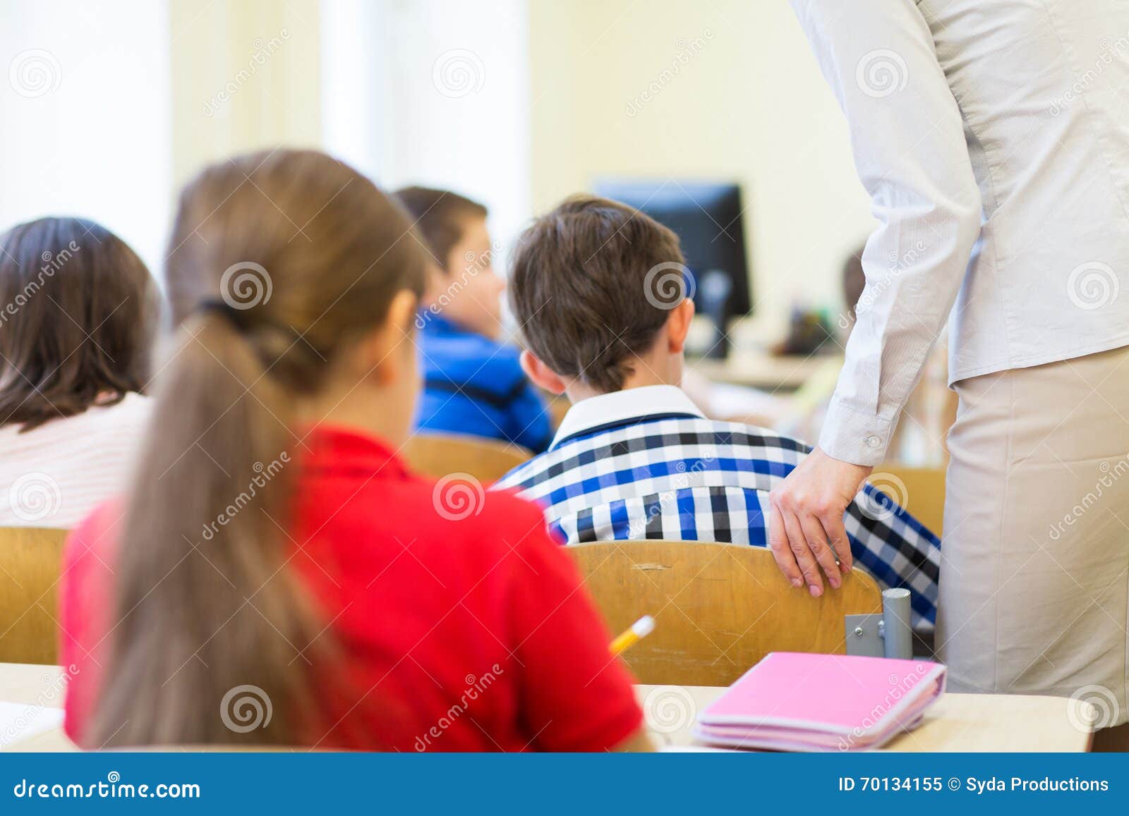 Group of School Kids and Teacher in Classroom Stock Image - Image of ...