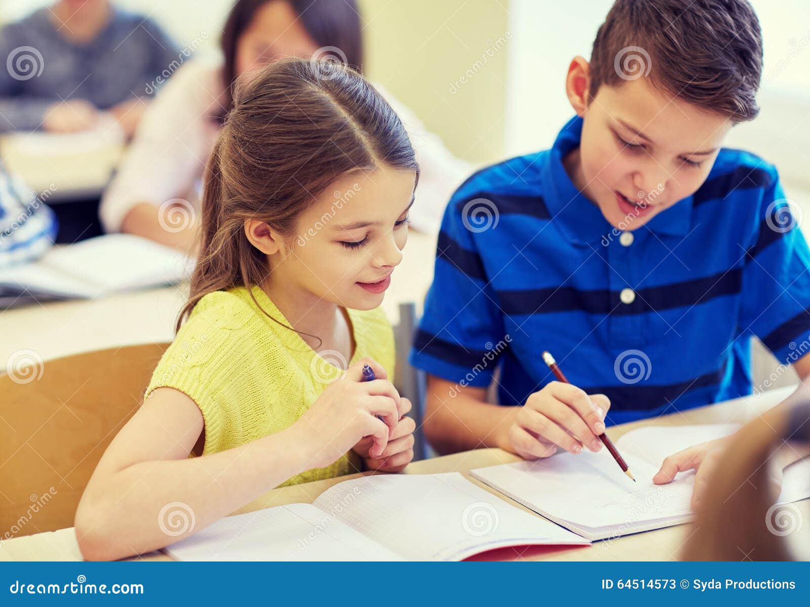 Group of School Kids Writing Test in Classroom Stock Image - Image of ...