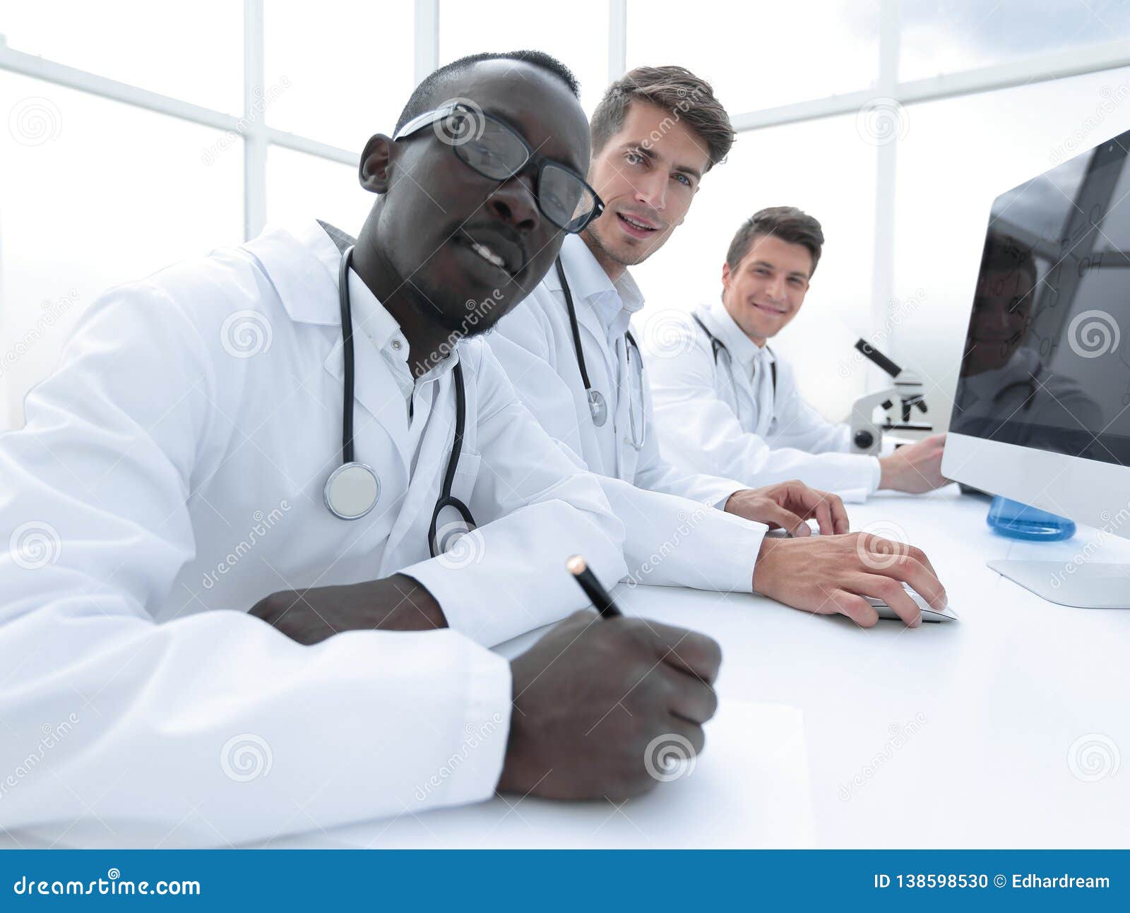 Group of Scientist Working in Modern Lab Stock Photo - Image of ...