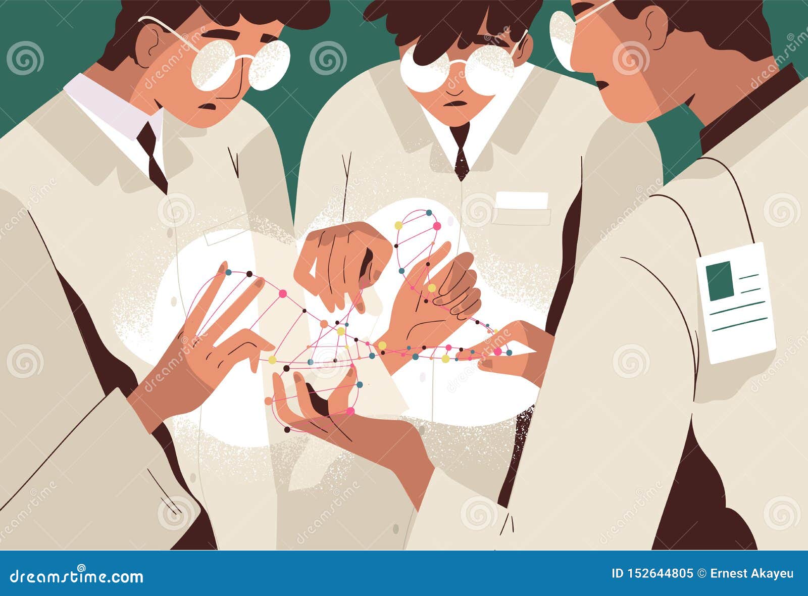 Group of Scientists or Researchers in Lab Coats Holding DNA Molecule ...