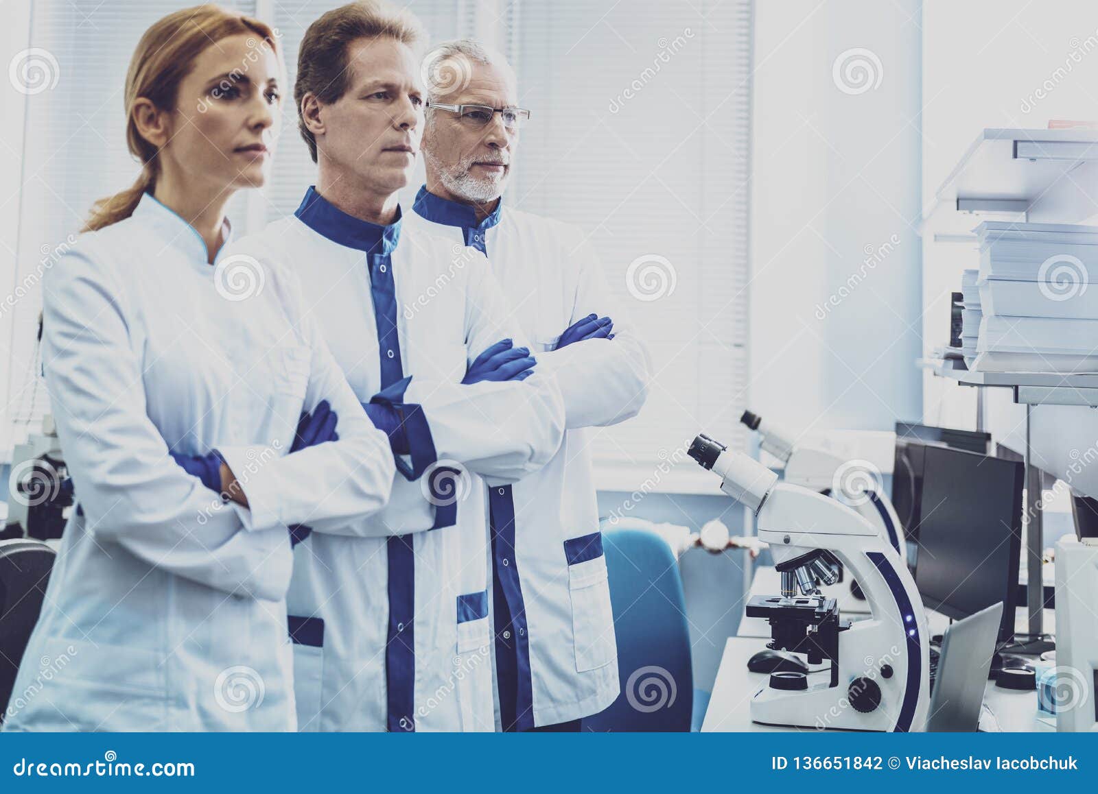 Group of Scientists Standing in Line Stock Photo - Image of genetics ...