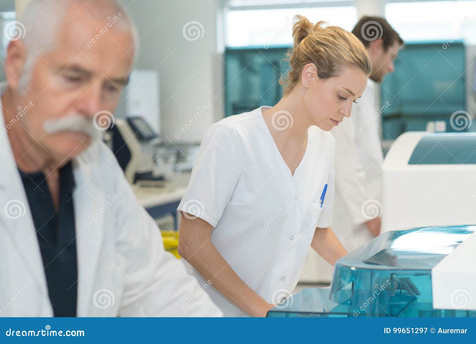 Scientists Studying A Molecular Structure Stock Photo | CartoonDealer ...