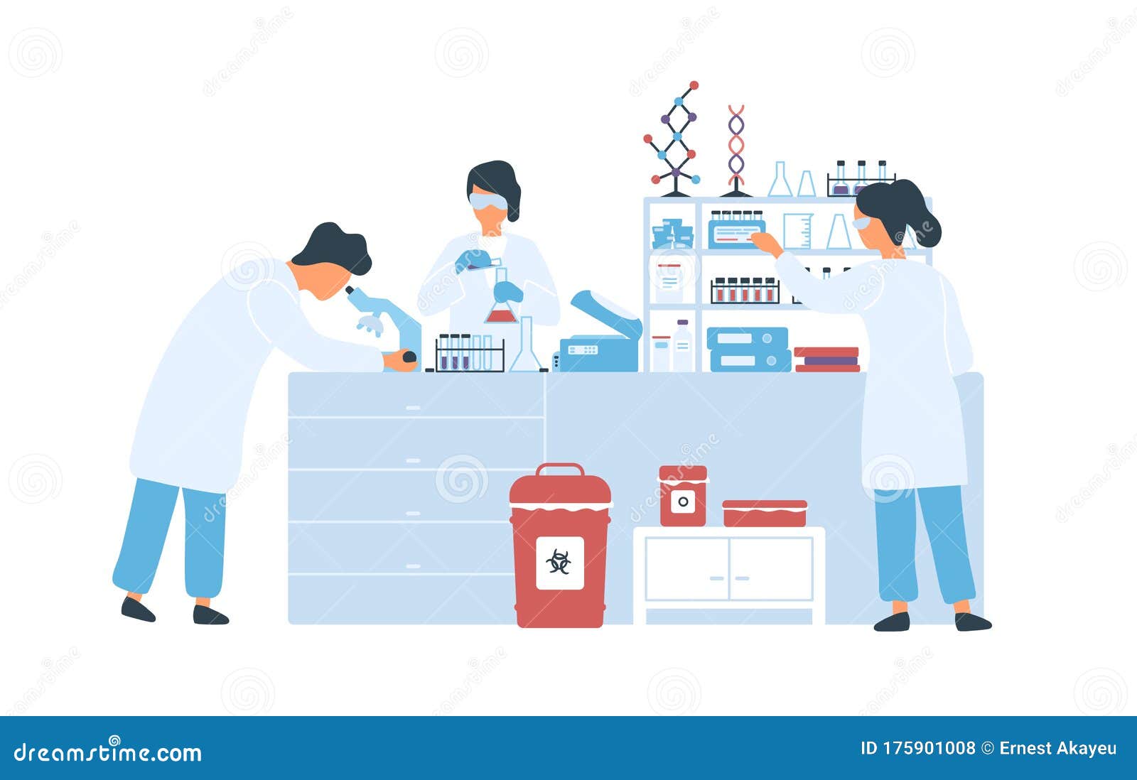 Group of Scientists in White Coat Working in Science Lab Vector Flat ... Group of Scientists in White Coat Working in Science Lab Vector Flat ...