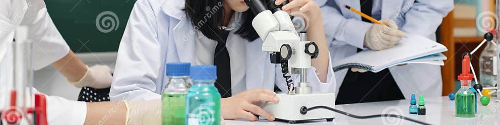Analyzing Lab Samples with Advanced Microscope Equipment Stock Image ...
