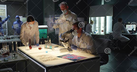 Group of Scientists Work in Microbiology Laboratory Stock Photo - Image ...